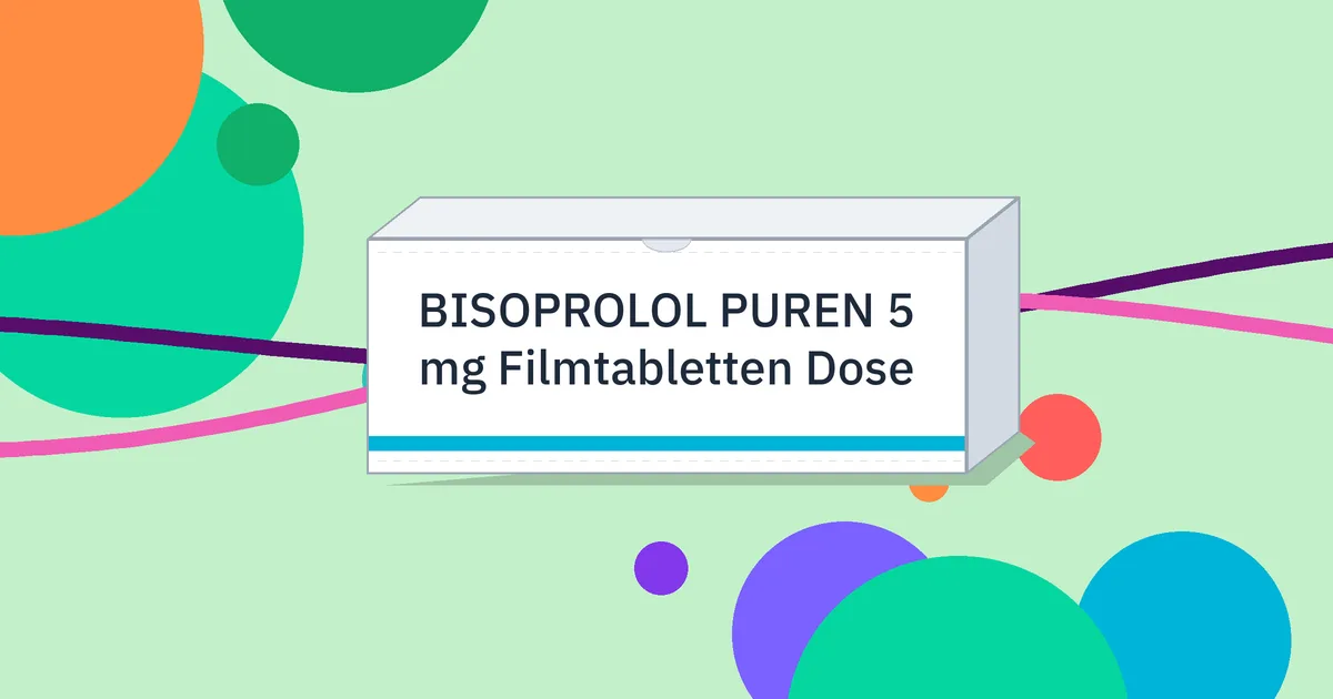 Symbolbild: Packung mit der Aufschrift BISOPROLOL PUREN 5 mg Filmtabletten Dose (PZN 14043272) – Verfügbarkeit und Bezug in Apotheken in Frankfurt am Main