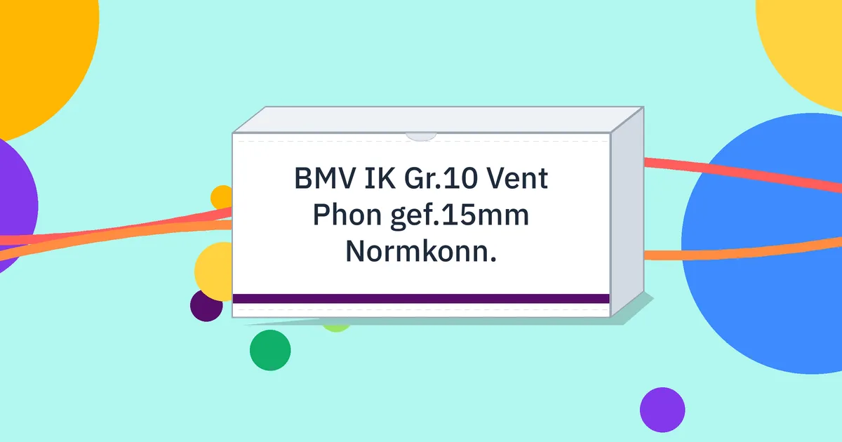 Symbolbild: Packung mit der Aufschrift BMV IK Gr.10 Vent Phon gef.15mm Normkonn. (PZN 18381994) – Verfügbarkeit und Bezug in Apotheken in Frankfurt am Main