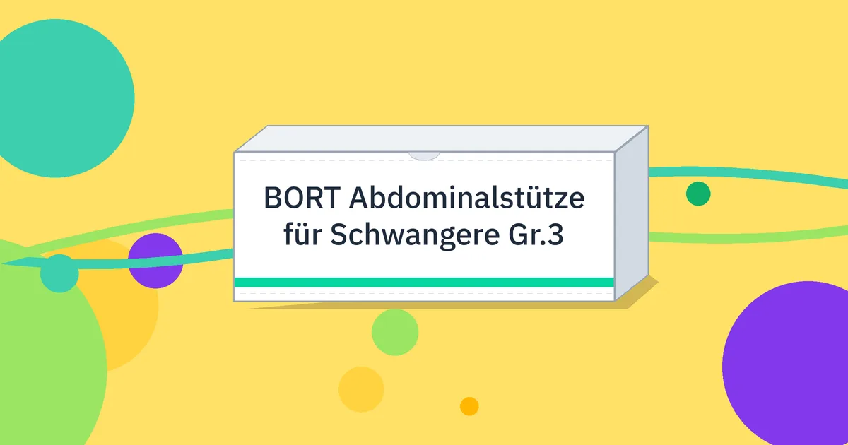 Symbolbild: Packung mit der Aufschrift BORT Abdominalstütze für Schwangere Gr.3 (PZN 00945077) – Verfügbarkeit und Bezug in Apotheken in Frankfurt am Main