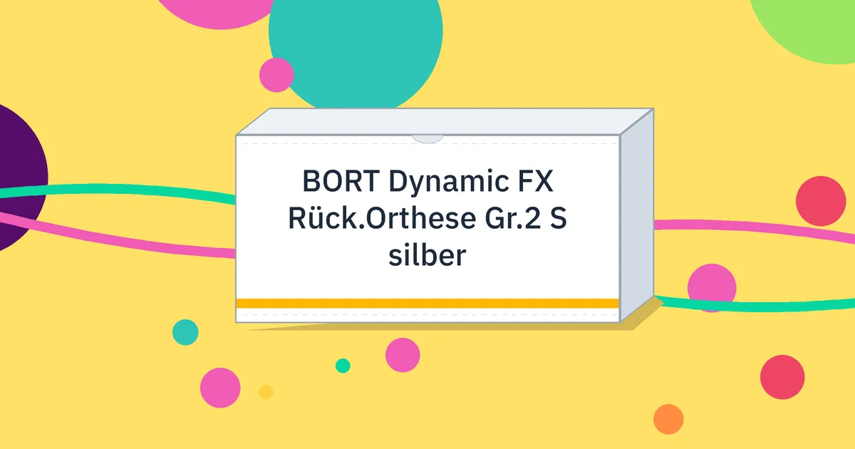 Symbolbild: Packung mit der Aufschrift BORT Dynamic FX Rück.Orthese Gr.2 S silber (PZN 07669410) – Verfügbarkeit und Bezug in Apotheken in Frankfurt am Main
