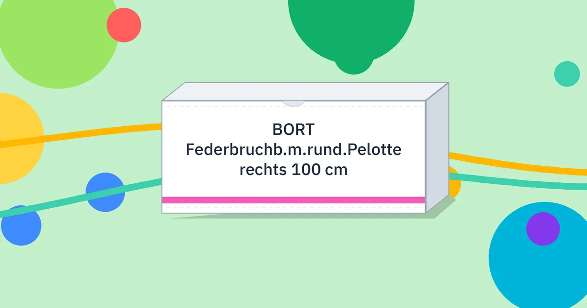 Symbolbild: Packung mit der Aufschrift BORT Federbruchb.m.rund.Pelotte rechts 100 cm (PZN 07195165) – Verfügbarkeit und Bezug in Apotheken in Frankfurt am Main