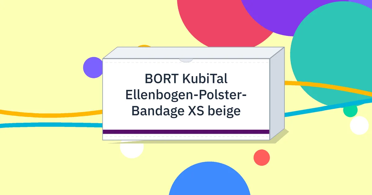 Symbolbild: Packung mit der Aufschrift BORT KubiTal Ellenbogen-Polster-Bandage XS beige (PZN 00219678) – Verfügbarkeit und Bezug in Apotheken in Frankfurt am Main