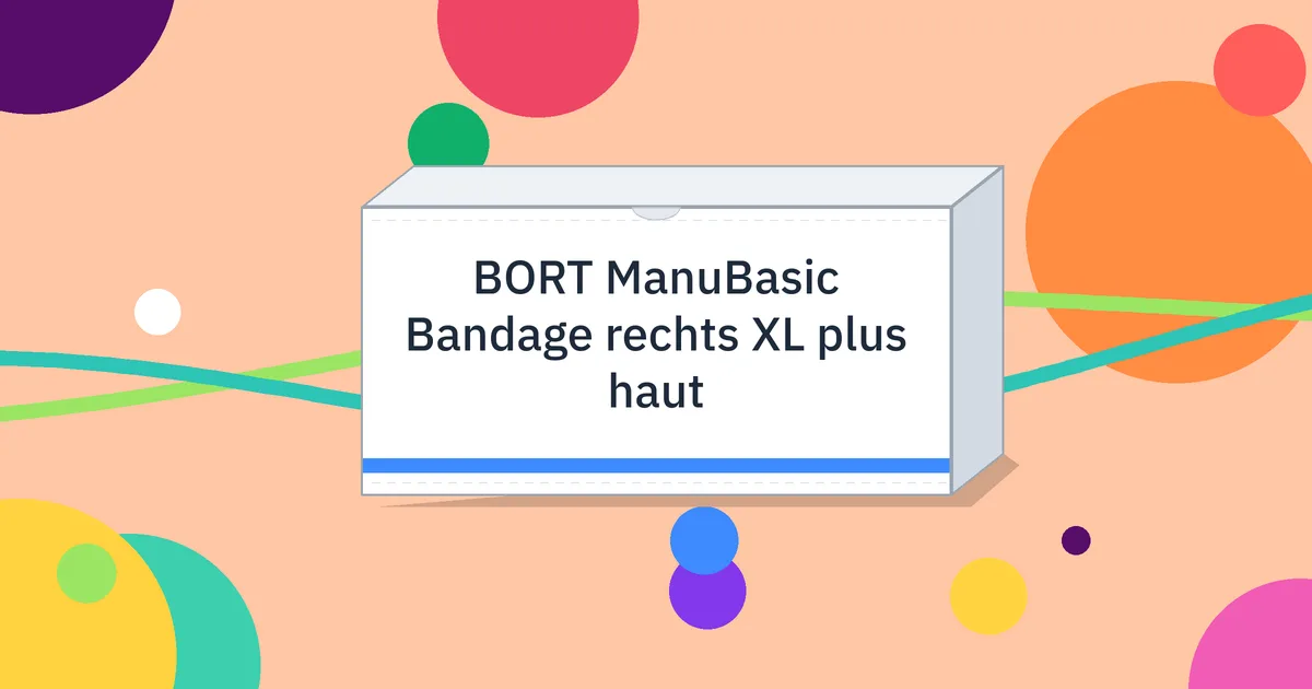 Symbolbild: Packung mit der Aufschrift BORT ManuBasic Bandage rechts XL plus haut (PZN 16317733) – Verfügbarkeit und Bezug in Apotheken in Frankfurt am Main