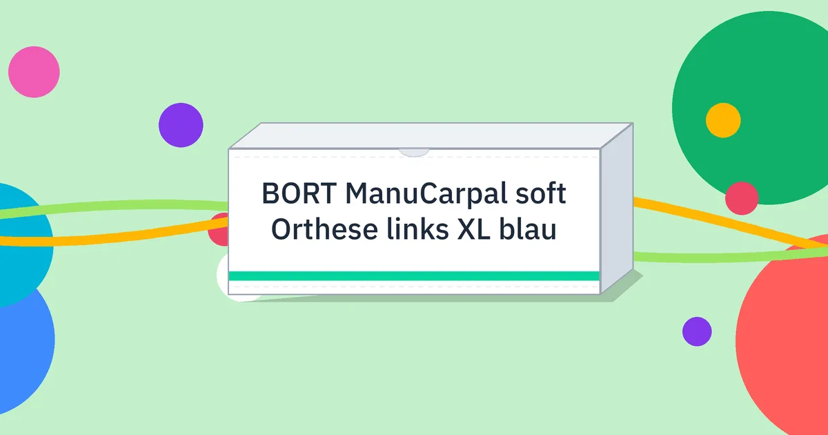 Symbolbild: Packung mit der Aufschrift BORT ManuCarpal soft Orthese links XL blau (PZN 08522011) – Verfügbarkeit und Bezug in Apotheken in Frankfurt am Main