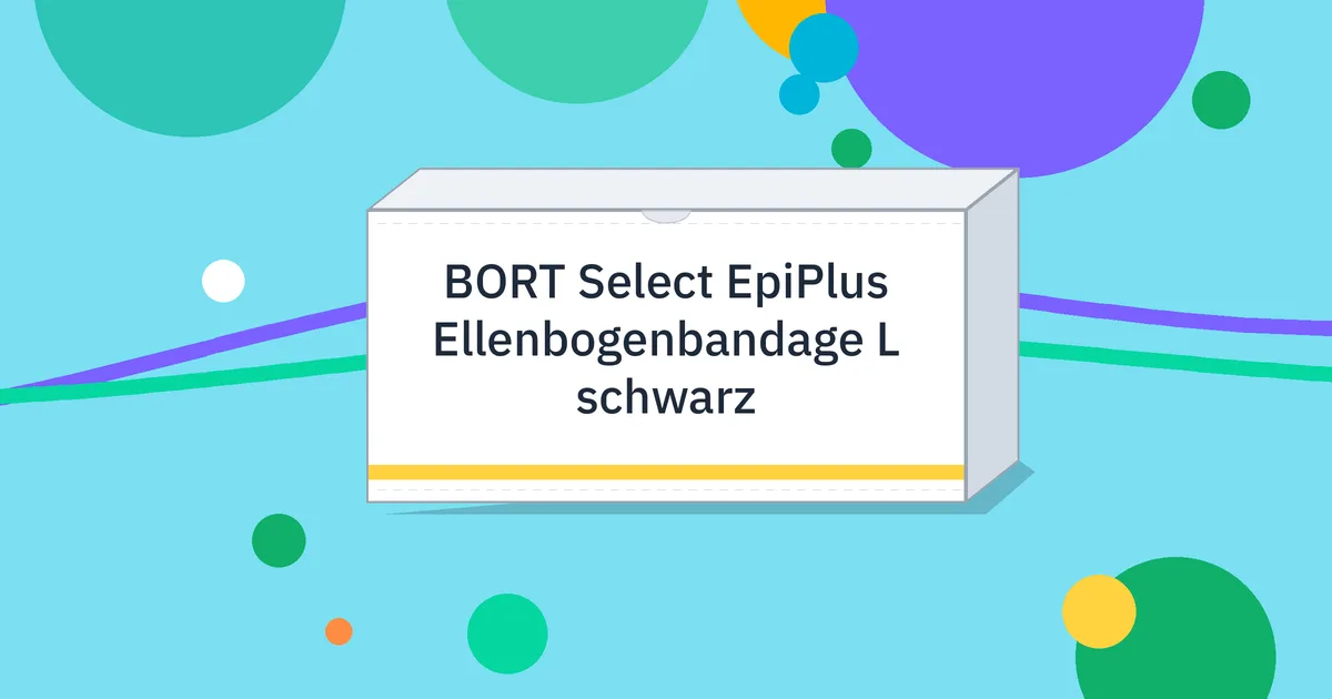 Symbolbild: Packung mit der Aufschrift BORT Select EpiPlus Ellenbogenbandage L schwarz (PZN 05540557) – Verfügbarkeit und Bezug in Apotheken in Frankfurt am Main