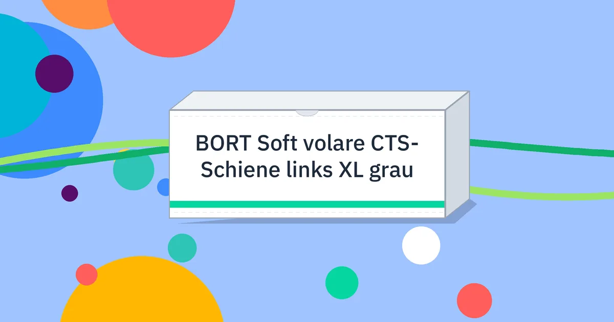 Symbolbild: Packung mit der Aufschrift BORT Soft volare CTS-Schiene links XL grau (PZN 19110843) – Verfügbarkeit und Bezug in Apotheken in Frankfurt am Main