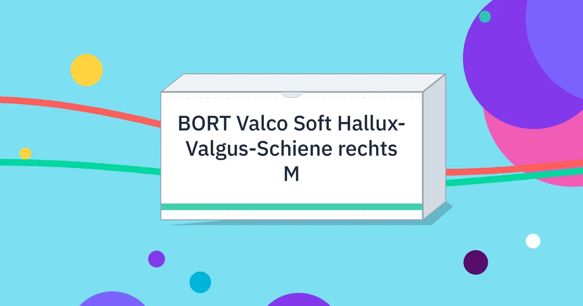 Symbolbild: Packung mit der Aufschrift BORT Valco Soft Hallux-Valgus-Schiene rechts M (PZN 12574166) – Verfügbarkeit und Bezug in Apotheken in Frankfurt am Main