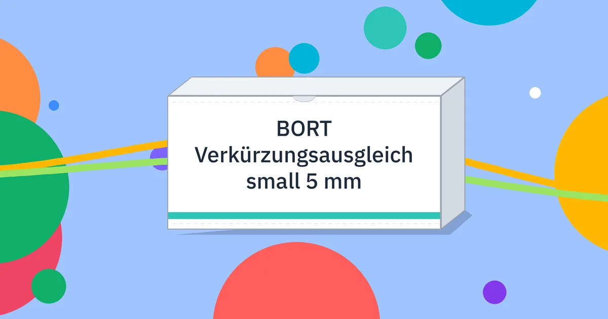 Symbolbild: Packung mit der Aufschrift BORT Verkürzungsausgleich small 5 mm (PZN 06084386) – Verfügbarkeit und Bezug in Apotheken in Frankfurt am Main