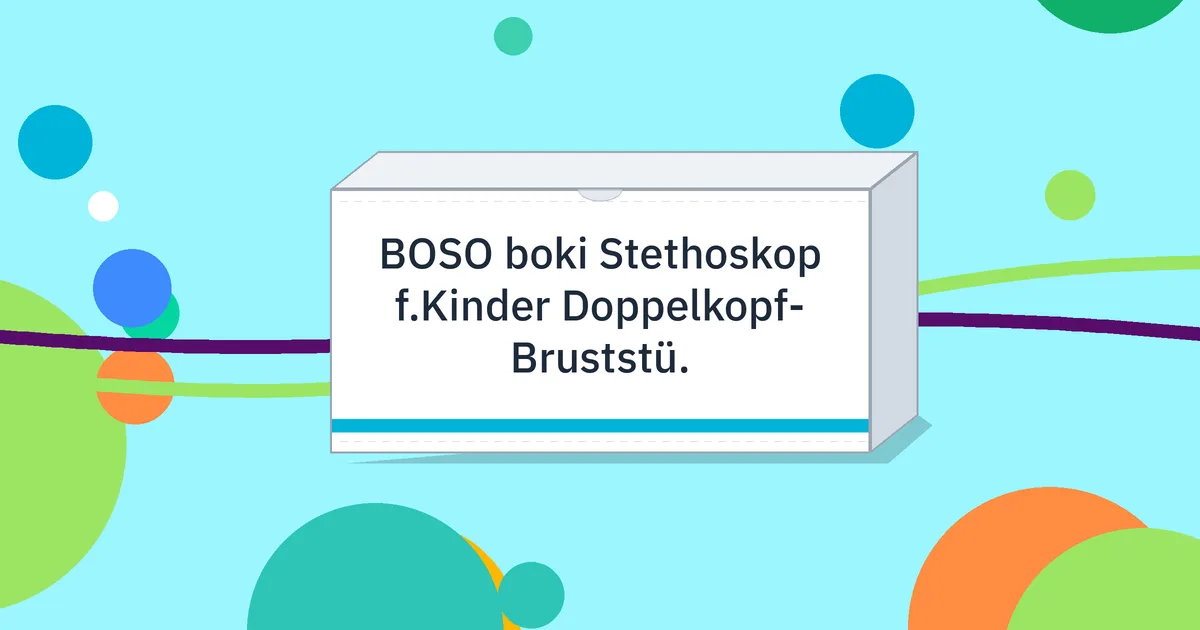 Symbolbild: Packung mit der Aufschrift BOSO boki Stethoskop f.Kinder Doppelkopf-Bruststü. (PZN 16166843) – Verfügbarkeit und Bezug in Apotheken in Frankfurt am Main