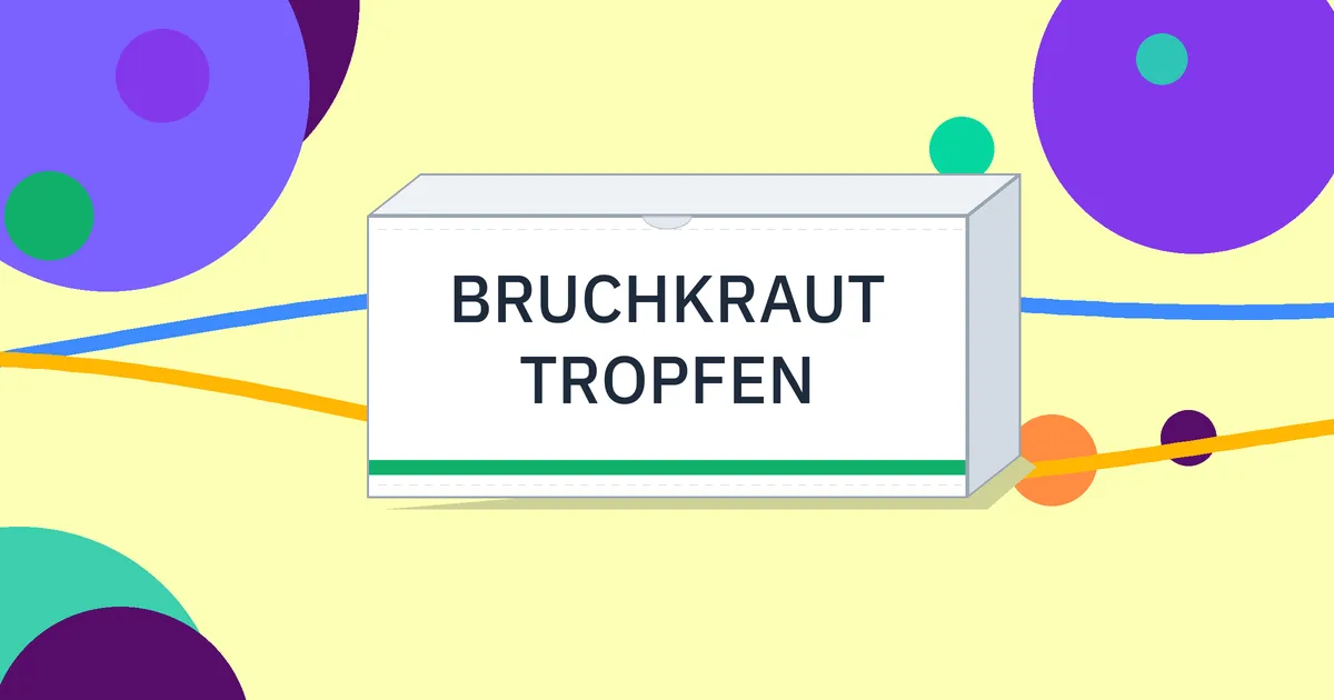 Symbolbild: Packung mit der Aufschrift BRUCHKRAUT TROPFEN (PZN 14249565) – Verfügbarkeit und Bezug in Apotheken in Frankfurt am Main