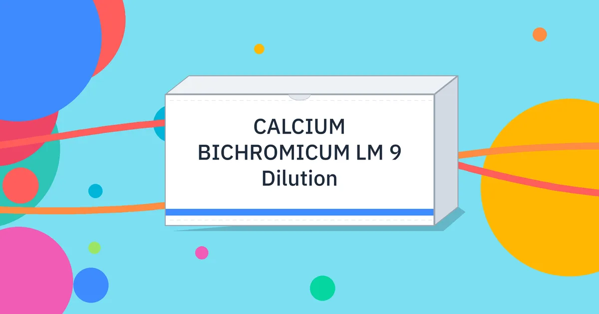 Symbolbild: Packung mit der Aufschrift CALCIUM BICHROMICUM LM 9 Dilution (PZN 13407281) – Verfügbarkeit und Bezug in Apotheken in Frankfurt am Main