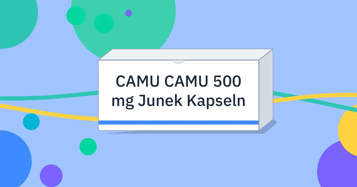 Symbolbild: Packung mit der Aufschrift CAMU CAMU 500 mg Junek Kapseln (PZN 00136716) – Verfügbarkeit und Bezug in Apotheken in Frankfurt am Main