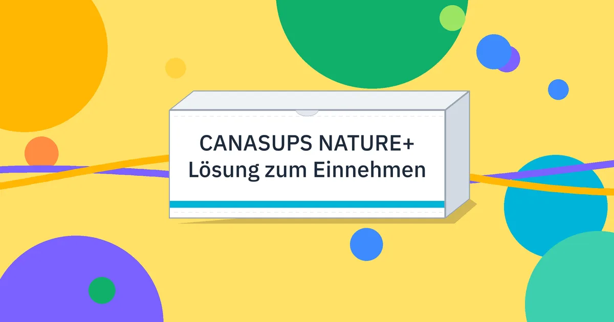 Symbolbild: Packung mit der Aufschrift CANASUPS NATURE+ Lösung zum Einnehmen (PZN 19902024) – Verfügbarkeit und Bezug in Apotheken in Frankfurt am Main