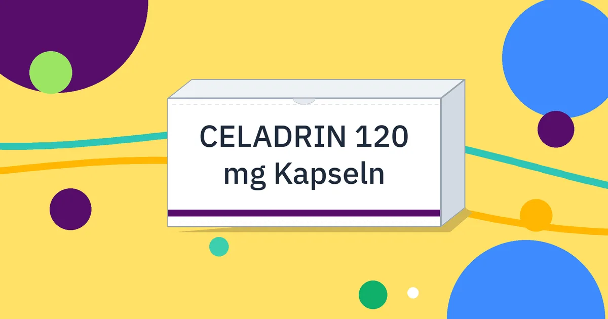 Symbolbild: Packung mit der Aufschrift CELADRIN 120 mg Kapseln (PZN 19642132) – Verfügbarkeit und Bezug in Apotheken in Frankfurt am Main