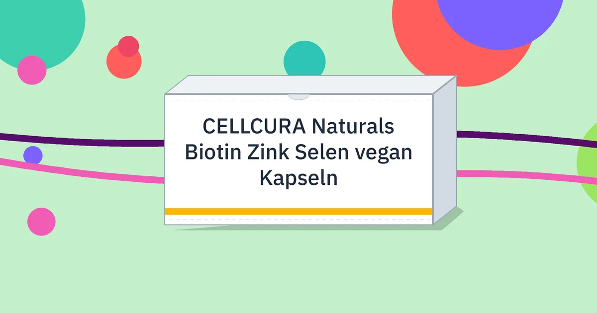 Symbolbild: Packung mit der Aufschrift CELLCURA Naturals Biotin Zink Selen vegan Kapseln (PZN 19905258) – Verfügbarkeit und Bezug in Apotheken in Frankfurt am Main