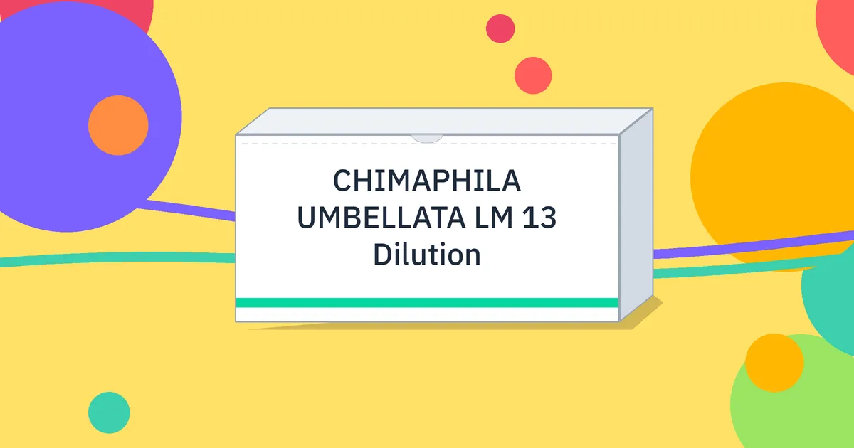 Symbolbild: Packung mit der Aufschrift CHIMAPHILA UMBELLATA LM 13 Dilution (PZN 12813398) – Verfügbarkeit und Bezug in Apotheken in Frankfurt am Main
