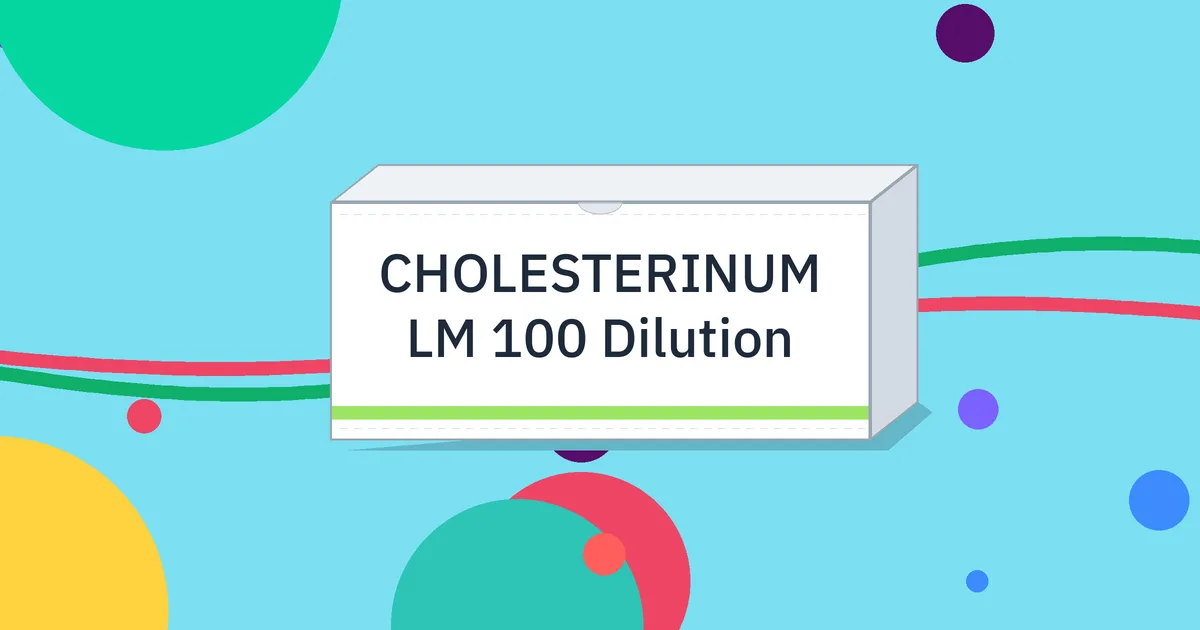 Symbolbild: Packung mit der Aufschrift CHOLESTERINUM LM 100 Dilution (PZN 12817628) – Verfügbarkeit und Bezug in Apotheken in Frankfurt am Main
