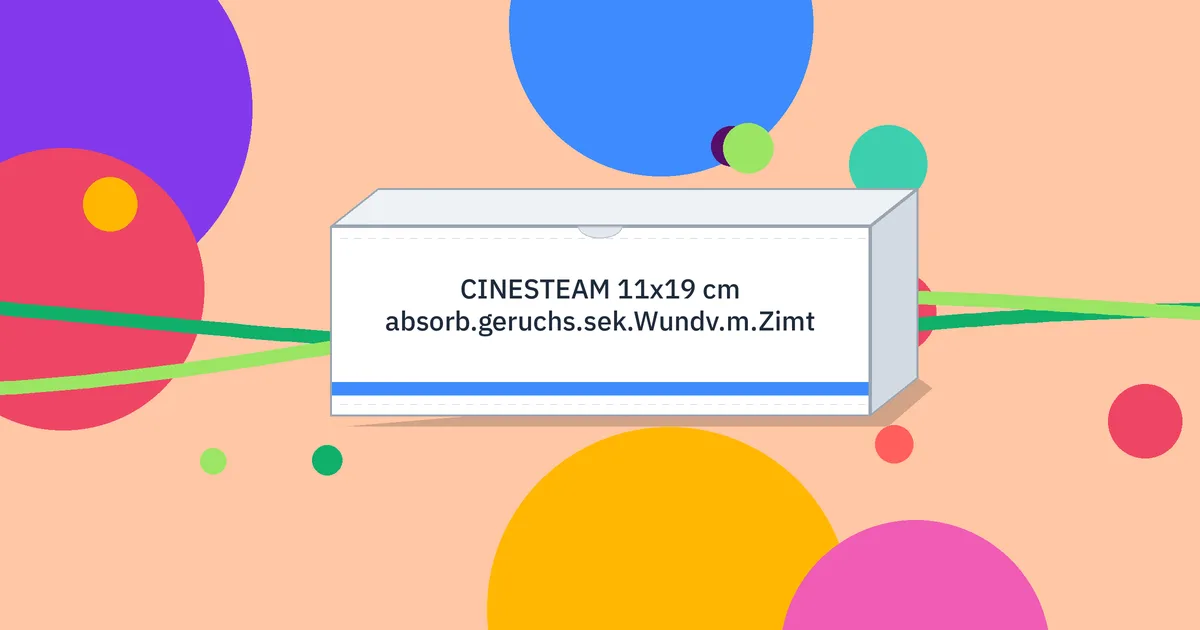 Symbolbild: Packung mit der Aufschrift CINESTEAM 11x19 cm absorb.geruchs.sek.Wundv.m.Zimt (PZN 18398983) – Verfügbarkeit und Bezug in Apotheken in Frankfurt am Main