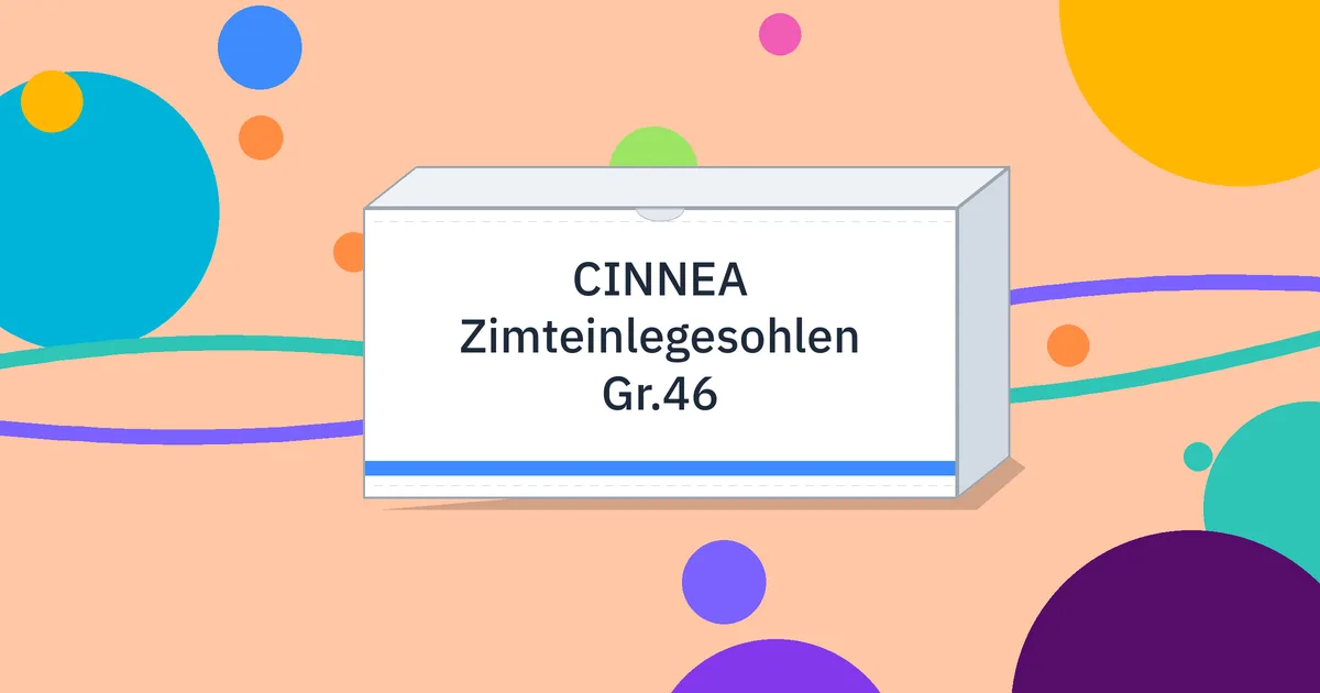 Symbolbild: Packung mit der Aufschrift CINNEA Zimteinlegesohlen Gr.46 (PZN 01910833) – Verfügbarkeit und Bezug in Apotheken in Frankfurt am Main