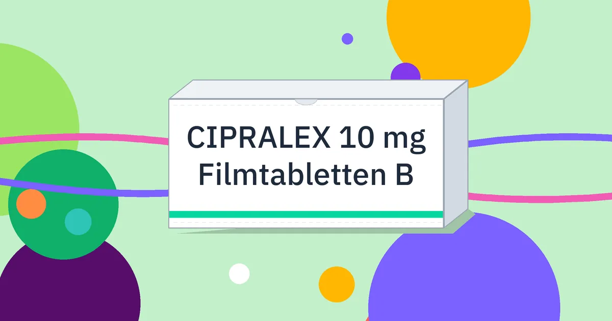 Symbolbild: Packung mit der Aufschrift CIPRALEX 10 mg Filmtabletten B (PZN 07005609) – Verfügbarkeit und Bezug in Apotheken in Frankfurt am Main