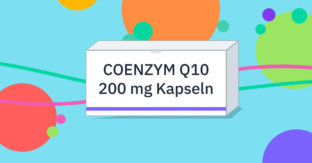 Symbolbild: Packung mit der Aufschrift COENZYM Q10 200 mg Kapseln (PZN 16790518) – Verfügbarkeit und Bezug in Apotheken in Frankfurt am Main