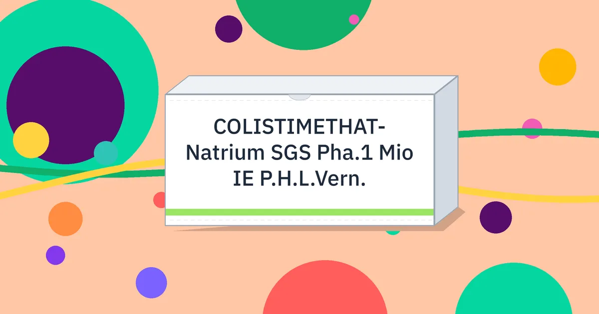 Symbolbild: Packung mit der Aufschrift COLISTIMETHAT-Natrium SGS Pha.1 Mio IE P.H.L.Vern. (PZN 20313089) – Verfügbarkeit und Bezug in Apotheken in Frankfurt am Main