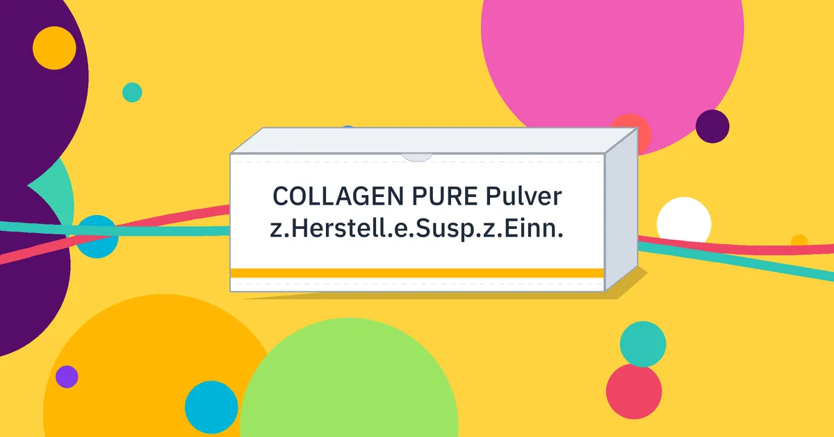 Symbolbild: Packung mit der Aufschrift COLLAGEN PURE Pulver z.Herstell.e.Susp.z.Einn. (PZN 19267823) – Verfügbarkeit und Bezug in Apotheken in Frankfurt am Main