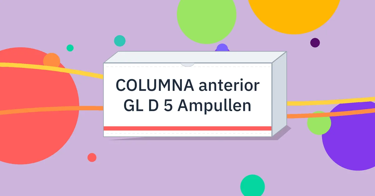 Symbolbild: Packung mit der Aufschrift COLUMNA anterior GL D 5 Ampullen (PZN 00489053) – Verfügbarkeit und Bezug in Apotheken in Frankfurt am Main