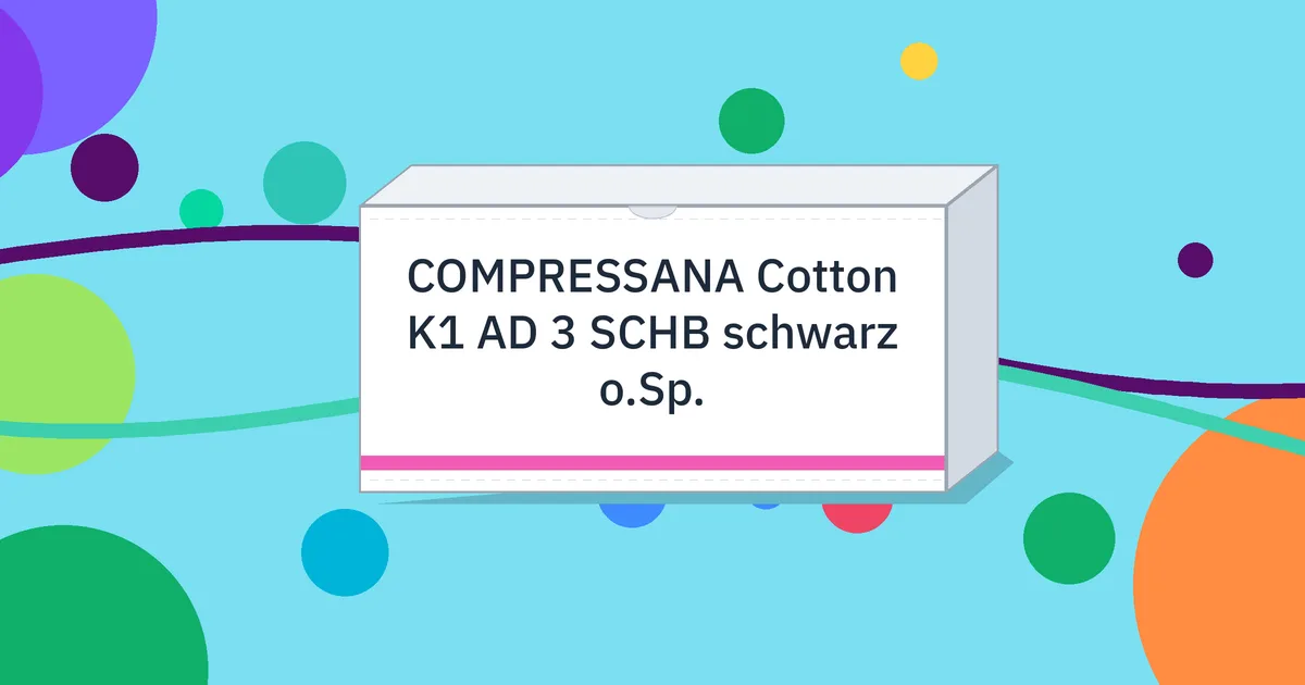 Symbolbild: Packung mit der Aufschrift COMPRESSANA Cotton K1 AD 3 SCHB schwarz o.Sp. (PZN 16958969) – Verfügbarkeit und Bezug in Apotheken in Frankfurt am Main