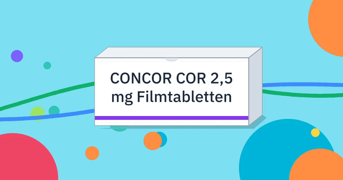 Symbolbild: Packung mit der Aufschrift CONCOR COR 2,5 mg Filmtabletten (PZN 00629985) – Verfügbarkeit und Bezug in Apotheken in Frankfurt am Main