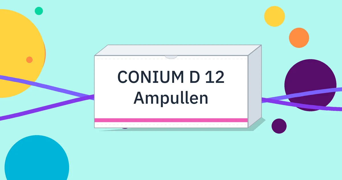 Symbolbild: Packung mit der Aufschrift CONIUM D 12 Ampullen (PZN 11705347) – Verfügbarkeit und Bezug in Apotheken in Frankfurt am Main