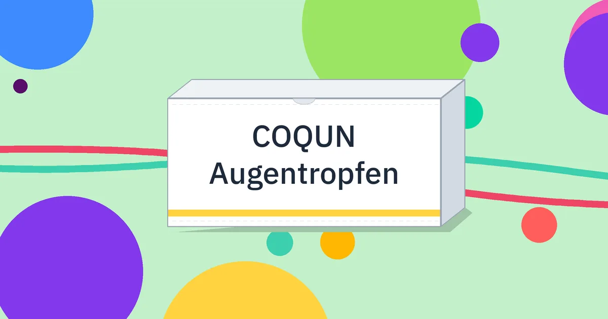 Symbolbild: Packung mit der Aufschrift COQUN Augentropfen (PZN 12585141) – Verfügbarkeit und Bezug in Apotheken in Frankfurt am Main