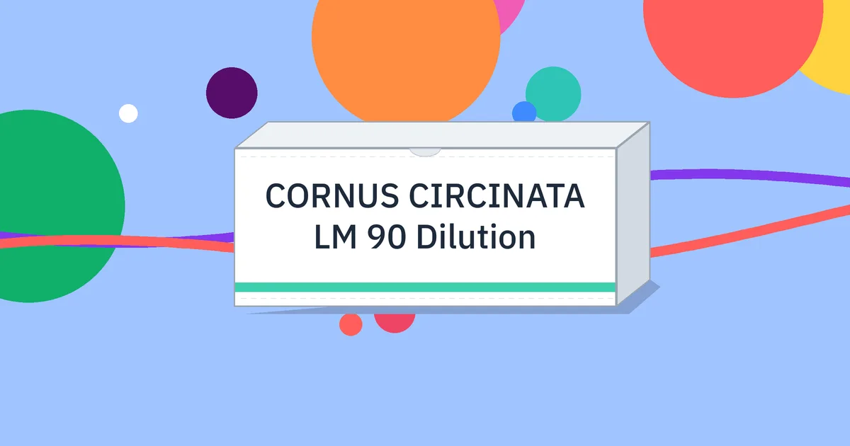 Symbolbild: Packung mit der Aufschrift CORNUS CIRCINATA LM 90 Dilution (PZN 13452436) – Verfügbarkeit und Bezug in Apotheken in Frankfurt am Main