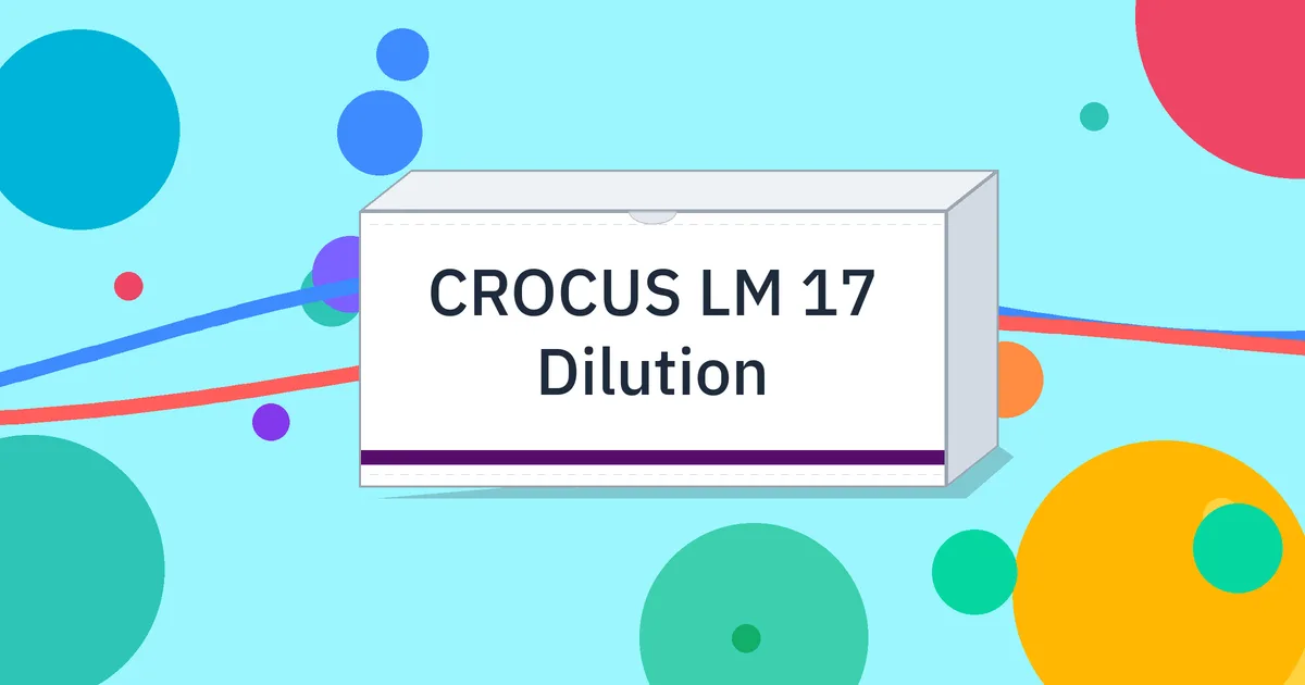 Symbolbild: Packung mit der Aufschrift CROCUS LM 17 Dilution (PZN 12835649) – Verfügbarkeit und Bezug in Apotheken in Frankfurt am Main
