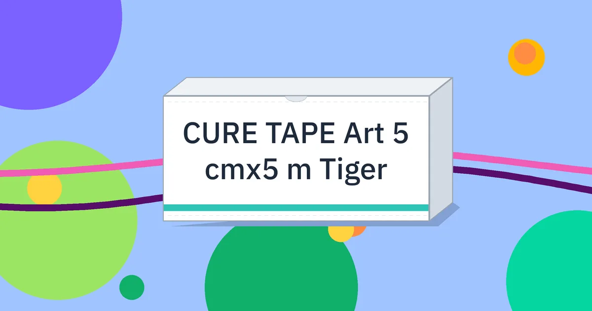 Symbolbild: Packung mit der Aufschrift CURE TAPE Art 5 cmx5 m Tiger (PZN 12581539) – Verfügbarkeit und Bezug in Apotheken in Frankfurt am Main