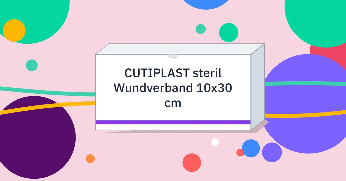 Symbolbild: Packung mit der Aufschrift CUTIPLAST steril Wundverband 10x30 cm (PZN 05102159) – Verfügbarkeit und Bezug in Apotheken in Frankfurt am Main