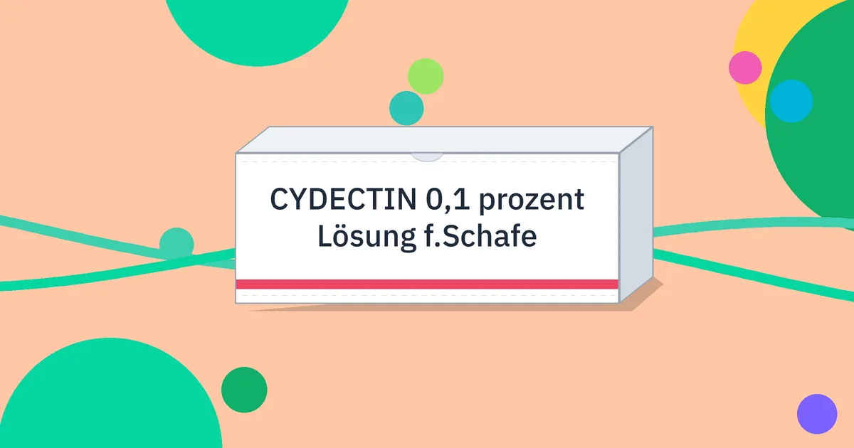 Symbolbild: Packung mit der Aufschrift CYDECTIN 0,1 prozent Lösung f.Schafe (PZN 07725640) – Verfügbarkeit und Bezug in Apotheken in Frankfurt am Main