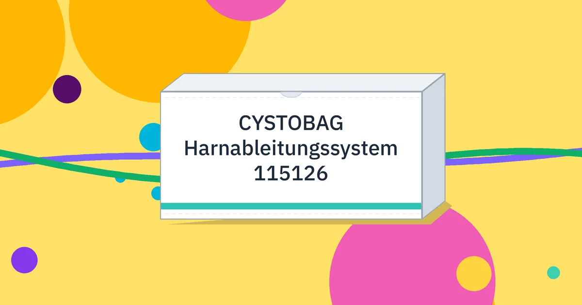 Symbolbild: Packung mit der Aufschrift CYSTOBAG Harnableitungssystem 115126 (PZN 00668695) – Verfügbarkeit und Bezug in Apotheken in Frankfurt am Main