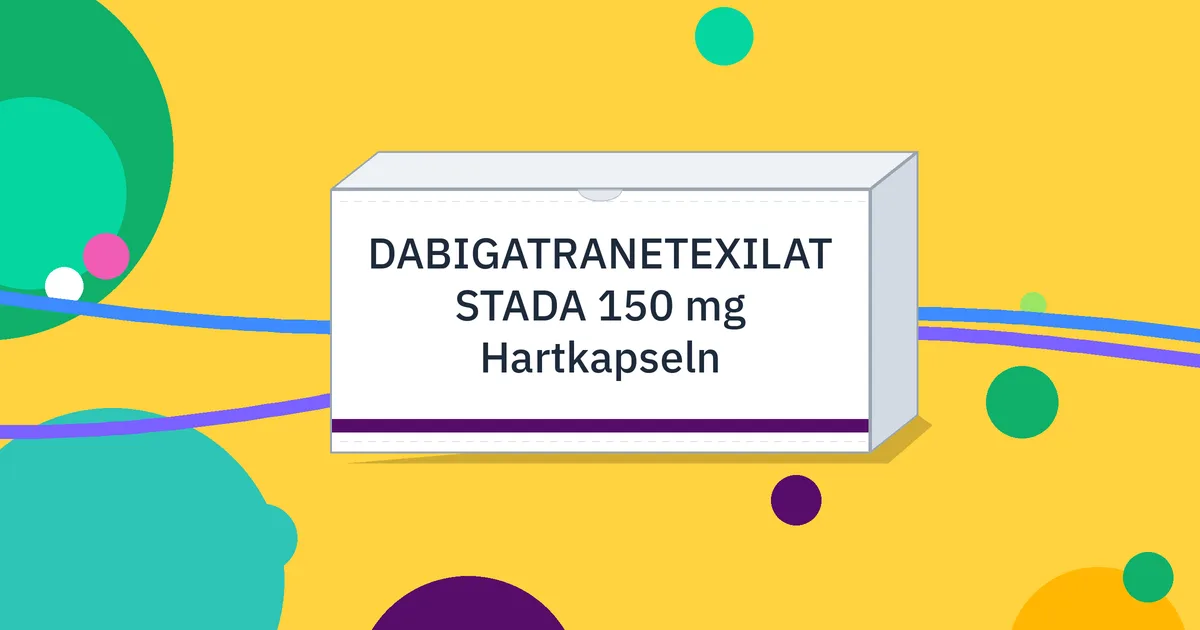Symbolbild: Packung mit der Aufschrift DABIGATRANETEXILAT STADA 150 mg Hartkapseln (PZN 17397214) – Verfügbarkeit und Bezug in Apotheken in Frankfurt am Main