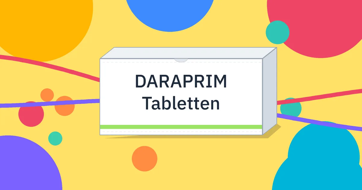 Symbolbild: Packung mit der Aufschrift DARAPRIM Tabletten (PZN 01161113) – Verfügbarkeit und Bezug in Apotheken in Frankfurt am Main