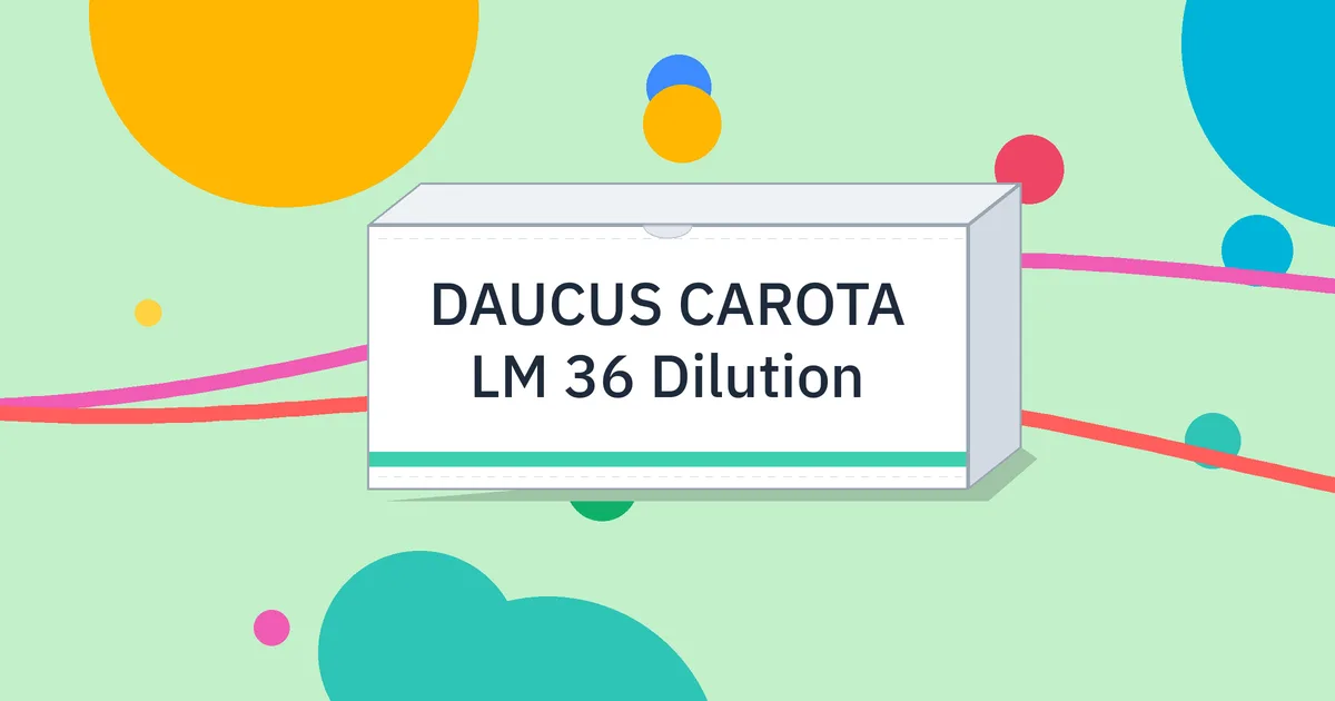 Symbolbild: Packung mit der Aufschrift DAUCUS CAROTA LM 36 Dilution (PZN 13463061) – Verfügbarkeit und Bezug in Apotheken in Frankfurt am Main