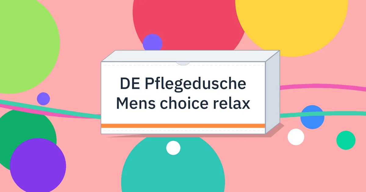 Symbolbild: Packung mit der Aufschrift DE Pflegedusche Mens choice relax (PZN 16697279) – Verfügbarkeit und Bezug in Apotheken in Frankfurt am Main