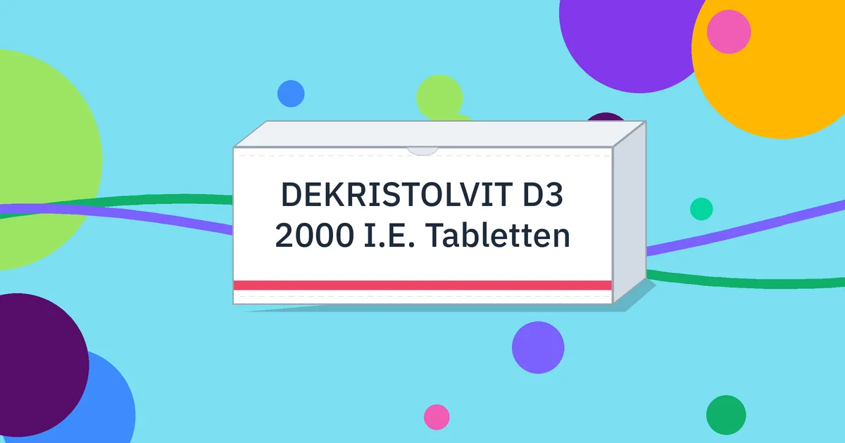 Symbolbild: Packung mit der Aufschrift DEKRISTOLVIT D3 2000 I.E. Tabletten (PZN 10818523) – Verfügbarkeit und Bezug in Apotheken in Frankfurt am Main