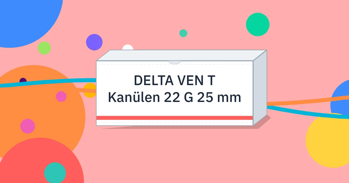 Symbolbild: Packung mit der Aufschrift DELTA VEN T Kanülen 22 G 25 mm (PZN 07757947) – Verfügbarkeit und Bezug in Apotheken in Frankfurt am Main