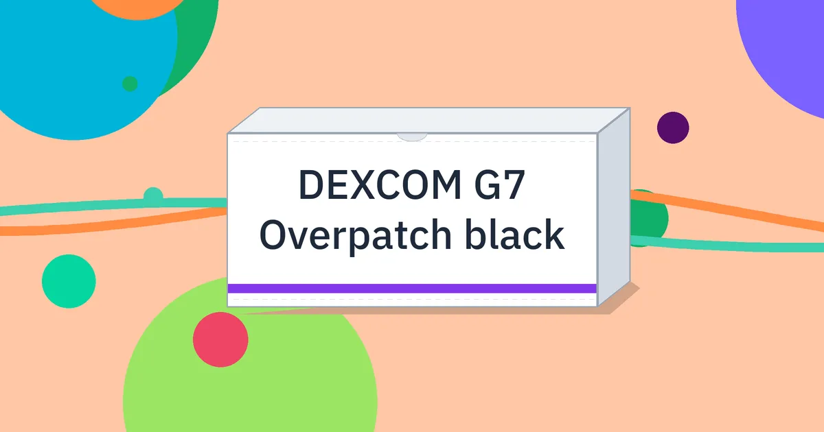 Symbolbild: Packung mit der Aufschrift DEXCOM G7 Overpatch black (PZN 19866133) – Verfügbarkeit und Bezug in Apotheken in Frankfurt am Main