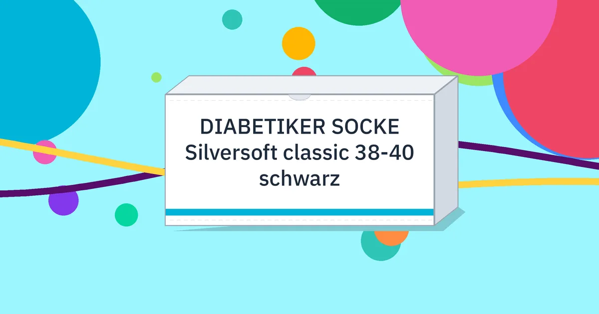 Symbolbild: Packung mit der Aufschrift DIABETIKER SOCKE Silversoft classic 38-40 schwarz (PZN 11124596) – Verfügbarkeit und Bezug in Apotheken in Frankfurt am Main
