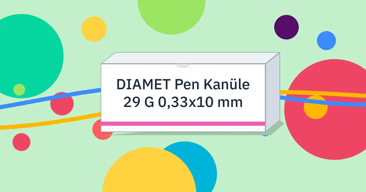 Symbolbild: Packung mit der Aufschrift DIAMET Pen Kanüle 29 G 0,33x10 mm (PZN 17516162) – Verfügbarkeit und Bezug in Apotheken in Frankfurt am Main