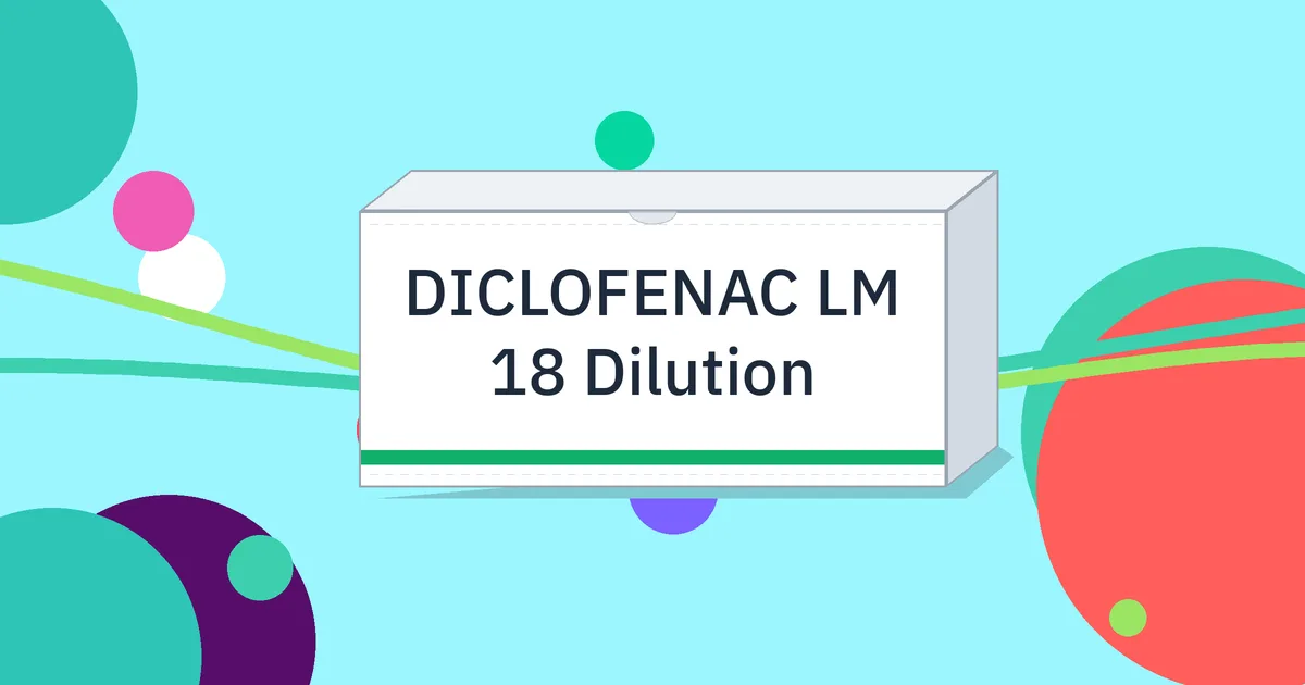 Symbolbild: Packung mit der Aufschrift DICLOFENAC LM 18 Dilution (PZN 12841360) – Verfügbarkeit und Bezug in Apotheken in Frankfurt am Main