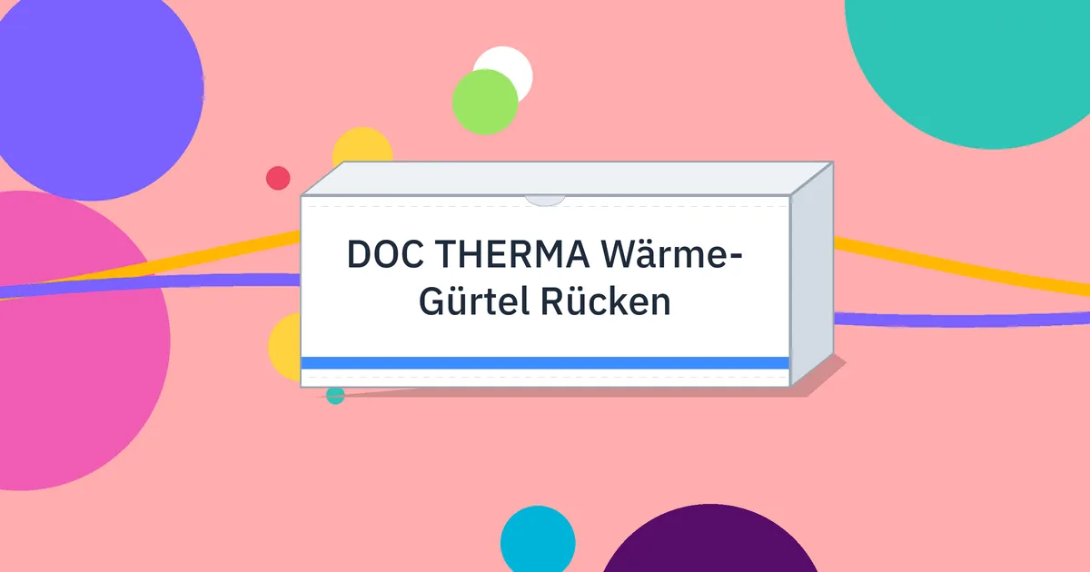 Symbolbild: Packung mit der Aufschrift DOC THERMA Wärme-Gürtel Rücken (PZN 18017142) – Verfügbarkeit und Bezug in Apotheken in Frankfurt am Main