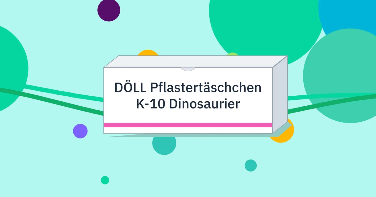 Symbolbild: Packung mit der Aufschrift DÖLL Pflastertäschchen K-10 Dinosaurier (PZN 19495748) – Verfügbarkeit und Bezug in Apotheken in Frankfurt am Main